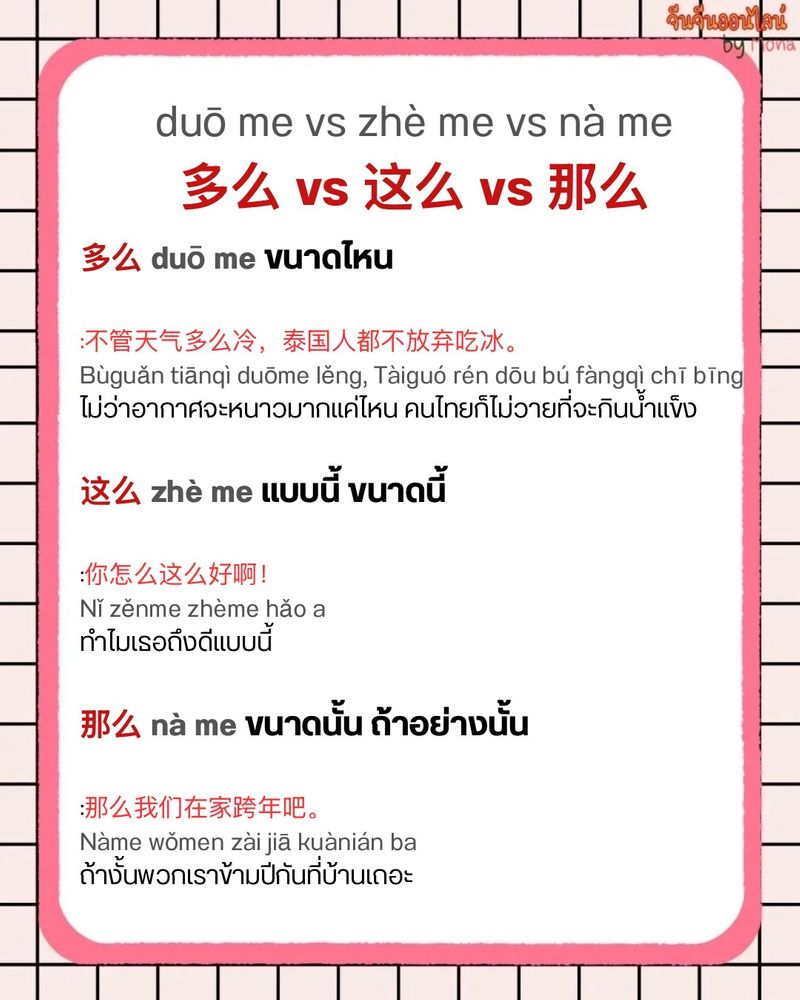 [จีนจีนออนไลน์ by Mona] 多么 duō me vs 这么 zhè me vs 那么 nà me ภาษาจีน 多么 ...