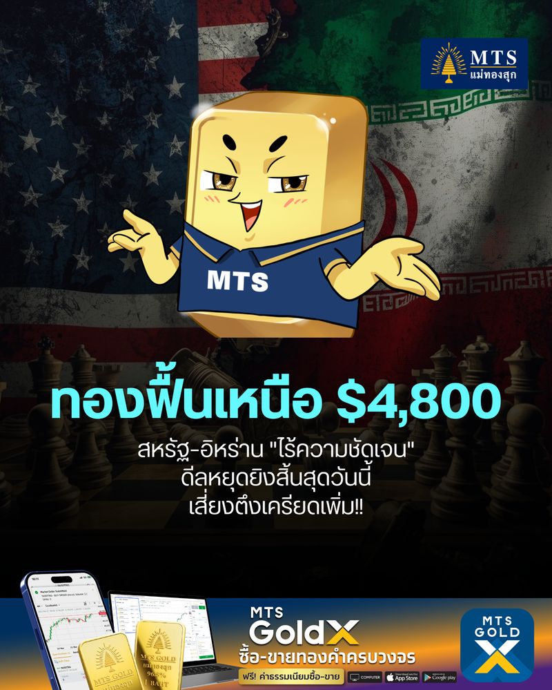 [MTS GOLD GROUP] 🔥 ทองฟื้นเหนือ $4,800 สหรัฐ–อิหร่านยังไร้ความชัดเจน ดี ...